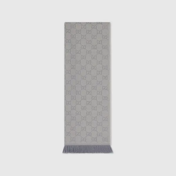 Gucci Gg Wool Scarf Wool - Grey