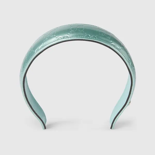 Gucci Gg Leather Hairband - Blue