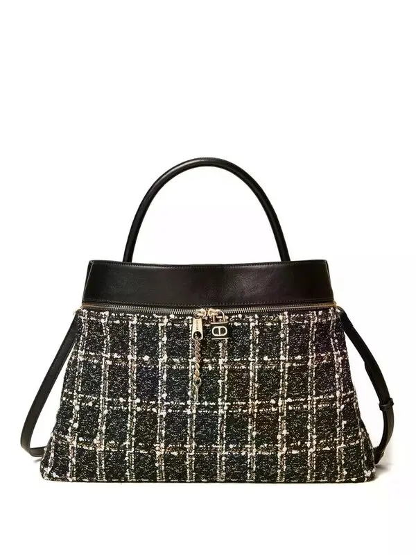 TWINSET Checked Tweed Tote Bag