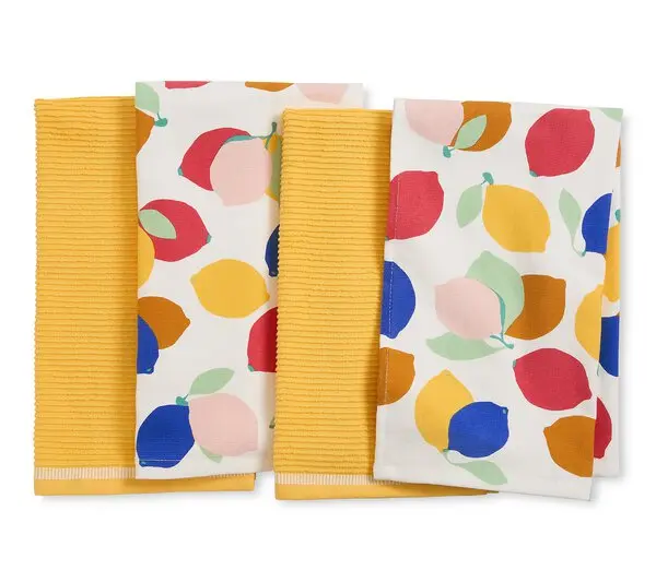 SUR LA TABLE KITCHEN ESSENTIALS Sltke Lemon Zest Citrus Kitchen Towels 4-pack S Et