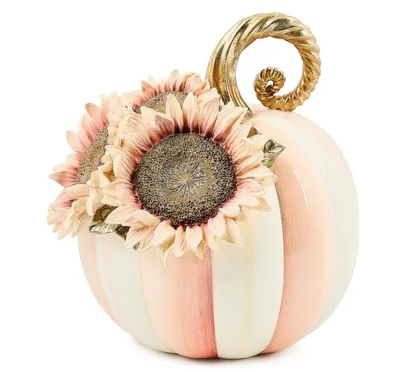 MACKENZIE-CHILDS Rosy Stripe Sm Sun Flower Pumpkin