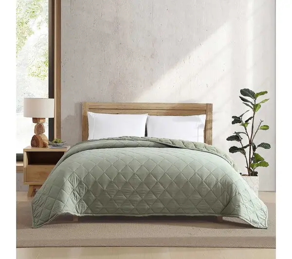 Eddie Bauer Classic Soft Green Quilted Full/que En Blanket