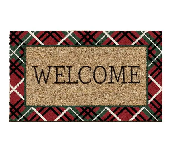 DESIGN IMPORTS Holiday Plaid Welcome Doormat
