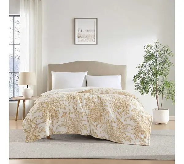 Laura Ashley Bedford Plush Sherpa Twin Heated B Lanket