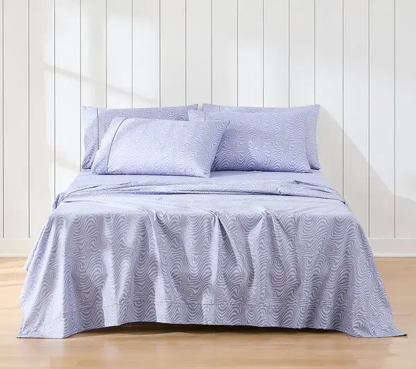 LUSH DECOR Retro Waves Sheet Set Violet 6-piece Set Queen