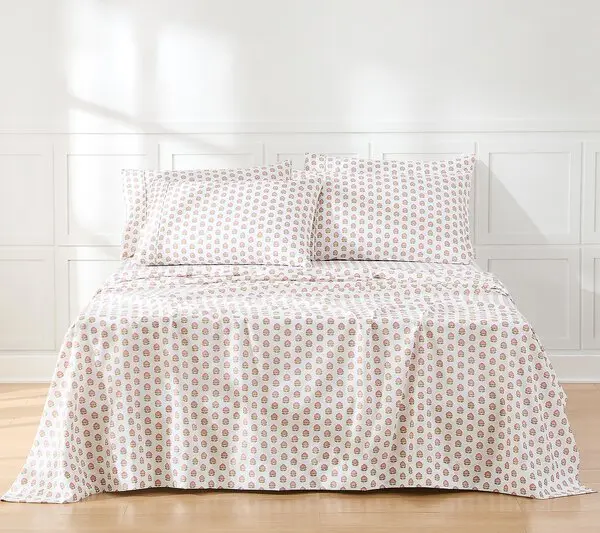 LUSH DECOR Prisha Floral Sheet Set Peach 6-piec E Set Queen