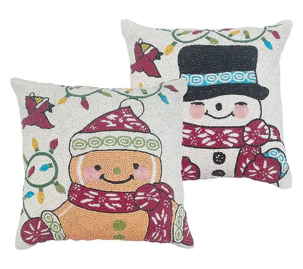 TEMP-TATIONS As Is Seasonal Set Of 14' Beaded Pillows