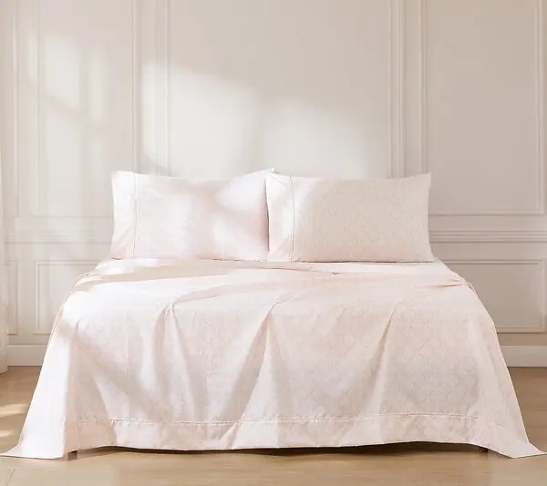 LUSH DECOR Romer Damask Sheet Set Peach 6-piece Set King