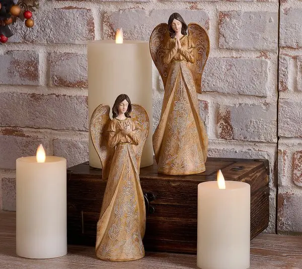 VALERIE PARR HILL As Is Set Of 2 9.5' Resin Angels Valerie