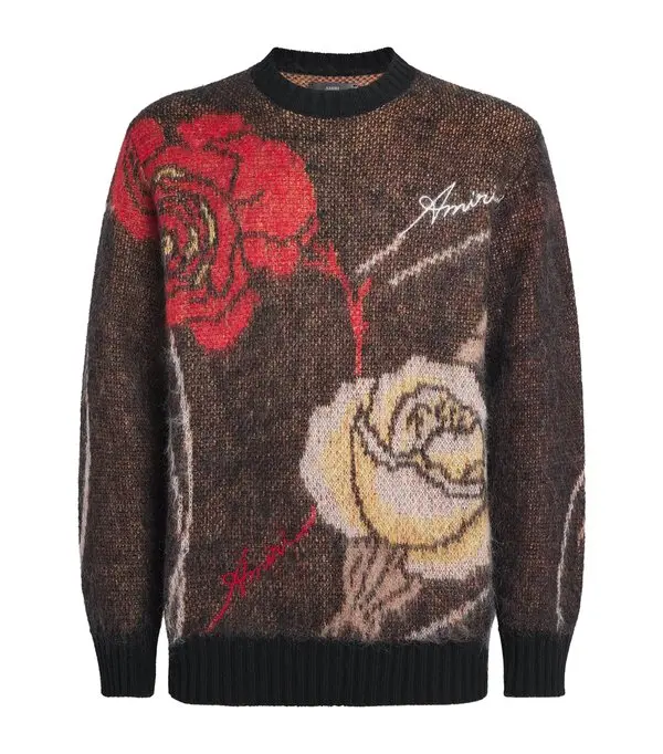 Amiri Mohair-wool Blend Floral Sweater