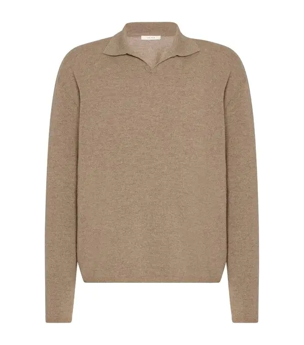 THE ROW Franz Cashmere Polo Sweater - Beige