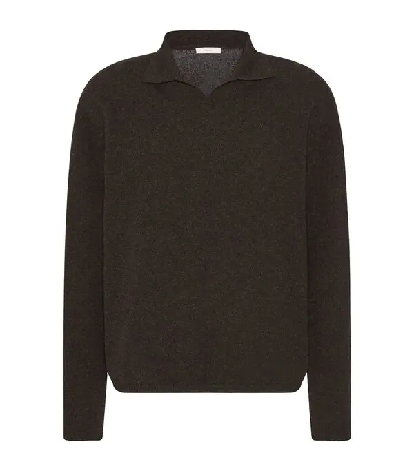 THE ROW Franz Cashmere Polo Sweater - Brown