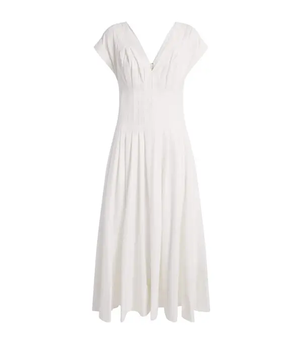 Simkhai Nina Cotton Pleated Midi Dress - White