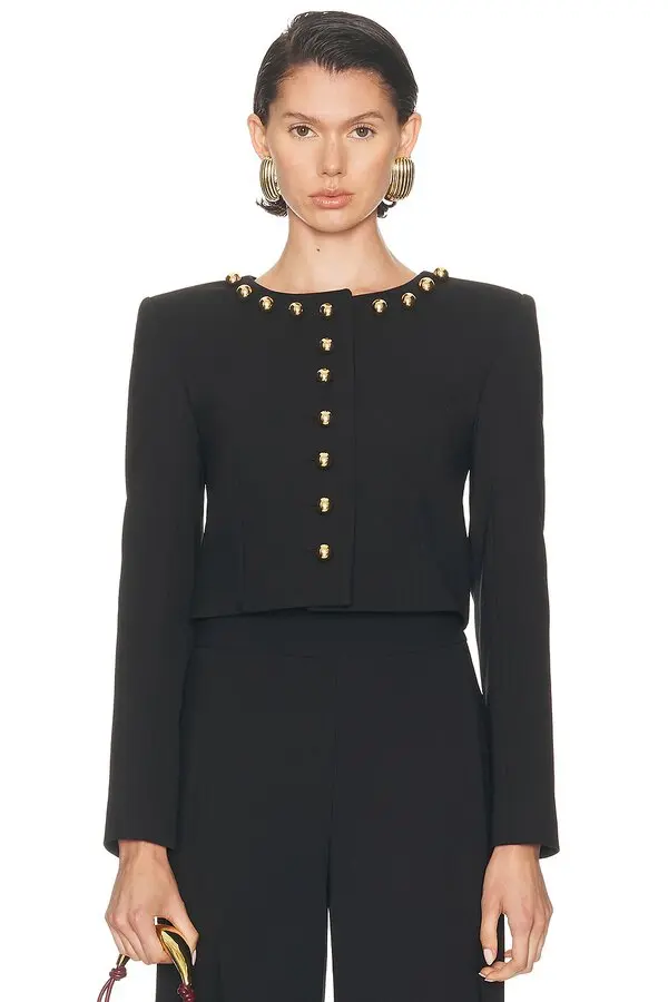 Carolina Herrera Collarless Cropped Jacket - Black