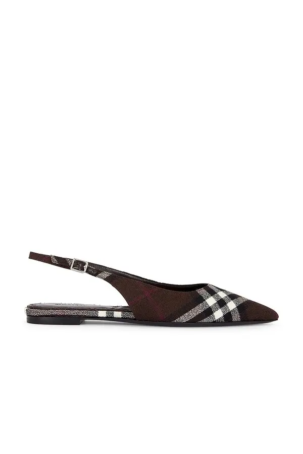 Burberry Dame Slingback Flat - Mahogany Ip Check