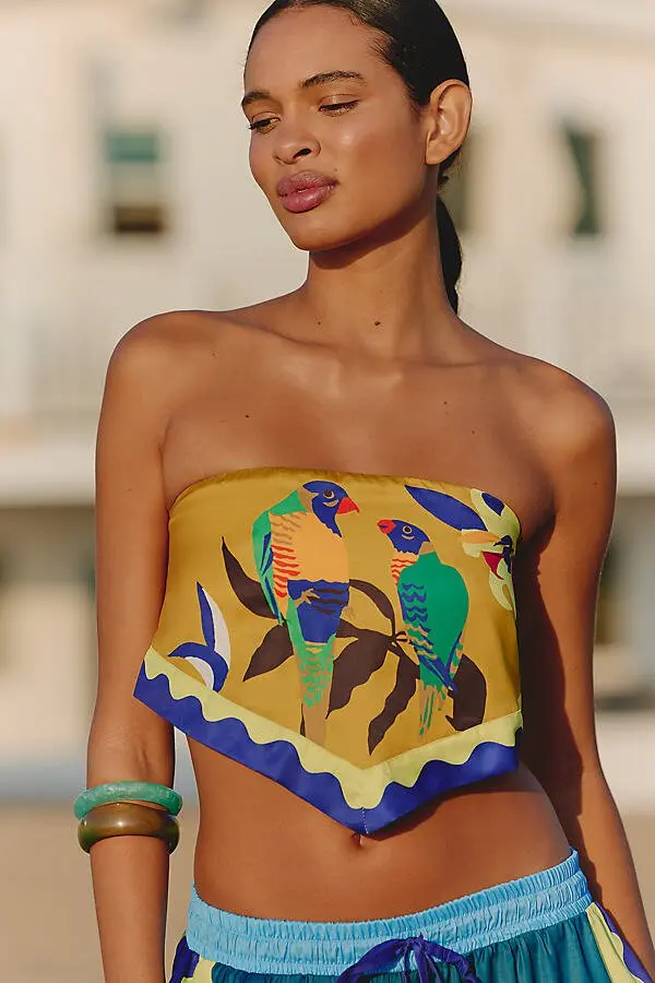 CLAIRE COLIN Celandine X Strapless Scarf Top