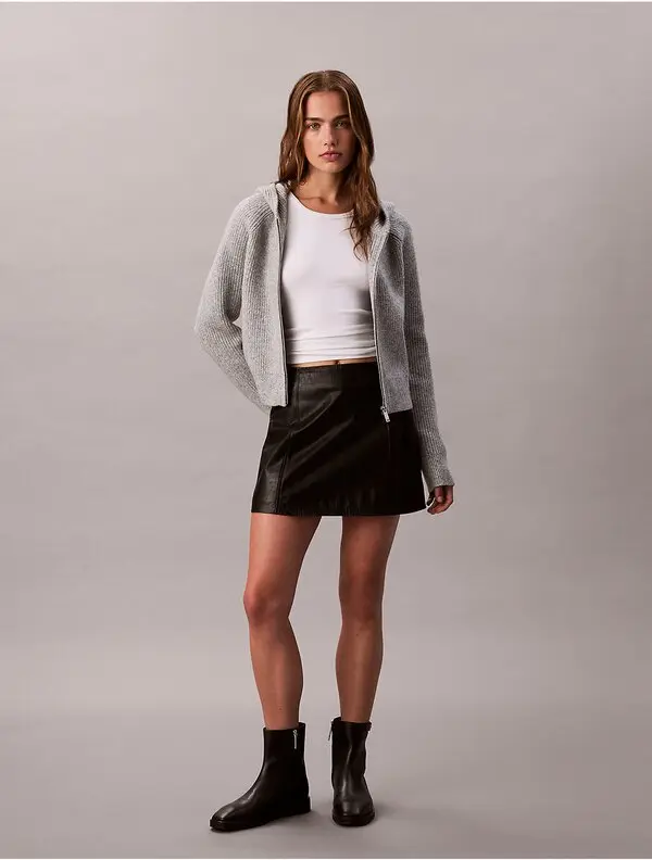 Calvin Klein Sweater Rib Zip Hoodie - Grey Heather