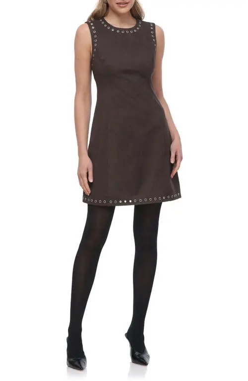 Bagatelle Grommet Faux Suede A-line Dress