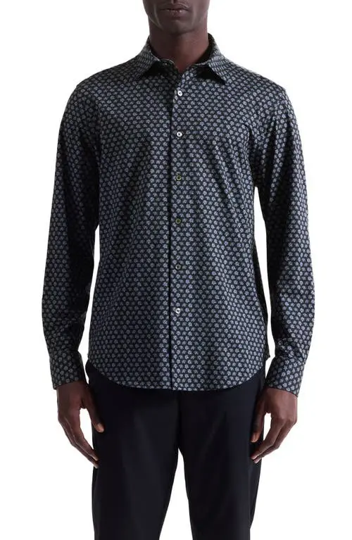 Bugatchi Jimmy Ooohcotton® Floral & Chevron Print Button-up Shirt