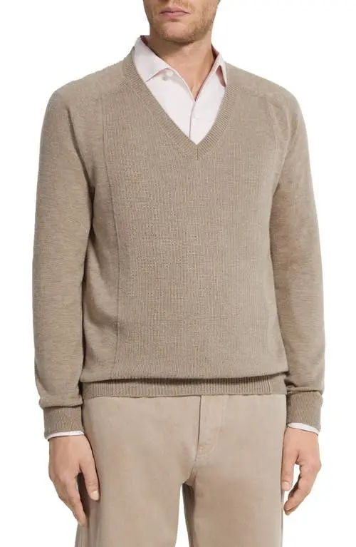 Zegna Oasi V-neck Cashmere Sweater - Light Taupe