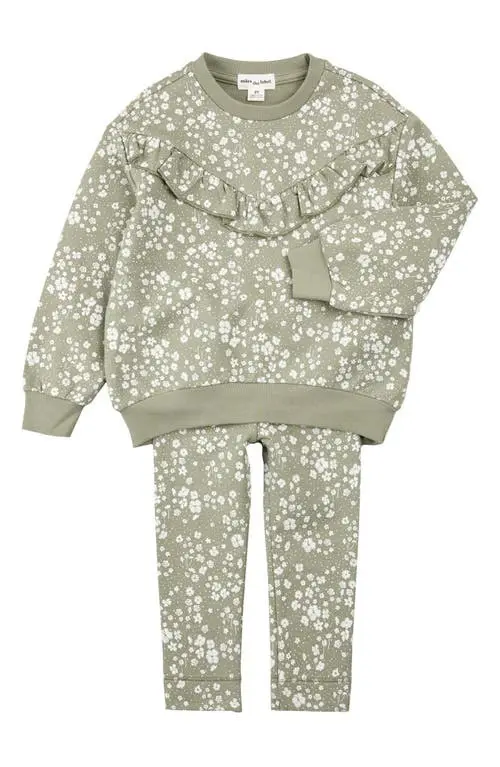 MILES THE LABEL Floral Ruffle Sweatshirt And Leggings Set