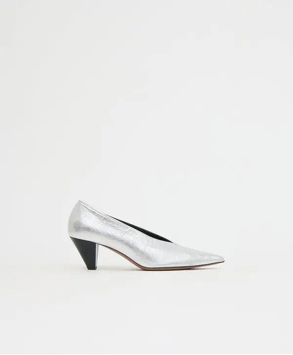 MANSUR GAVRIEL Kiki Heel - Crinkled Silver