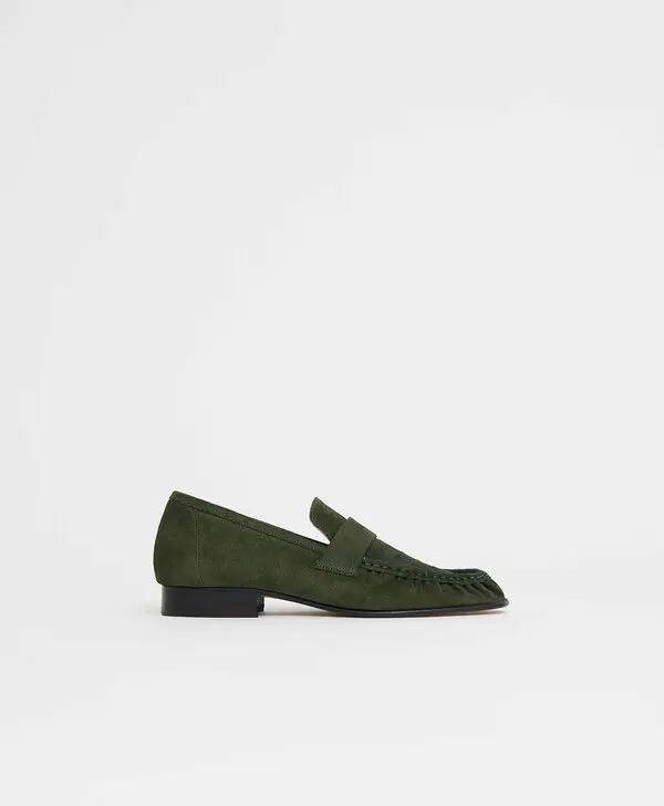 MANSUR GAVRIEL Ruched Loafer - Moss Croc