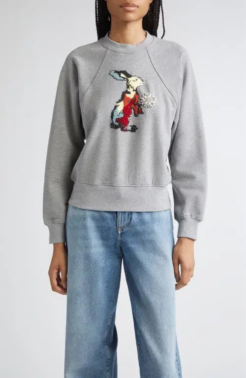 3.1 Phillip Lim Beaded Rabbit Embroidery Cotton Sweatshirt