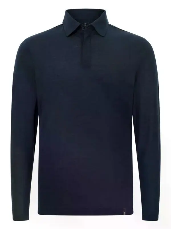 Boggi Milano Long-sleeved Wool-blend Polo Shirt