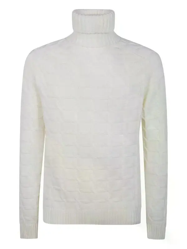 ZANONE Roll-neck Geometric Pattern Sweater - White