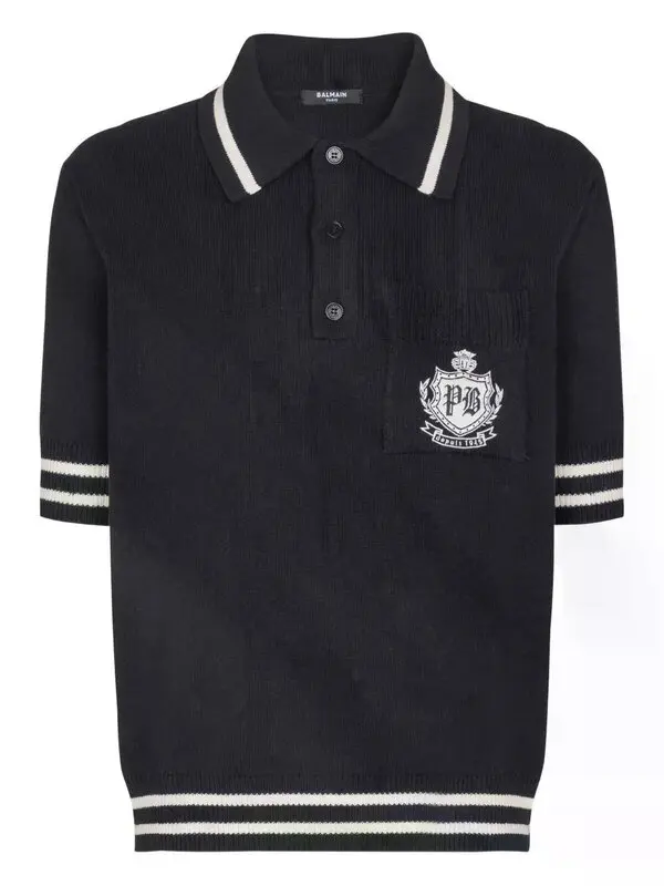 Balmain Emblem-logo Knit Polo Shirt