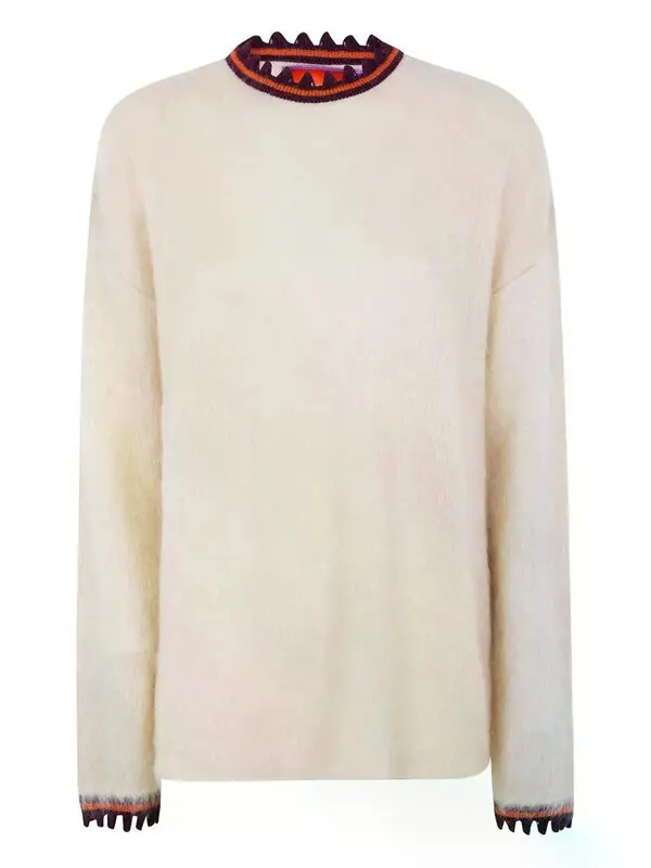La DoubleJ Scalloped-trimmed Mohair Wool Sweater - Neutrals