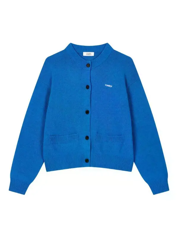 STUDIO TOMBOY Logo-embroidered Button-front Cardigan - Blue