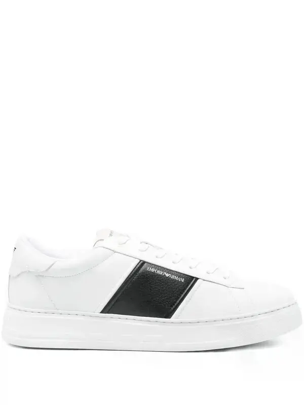 Emporio Armani Logo-print Leather Sneakers - White