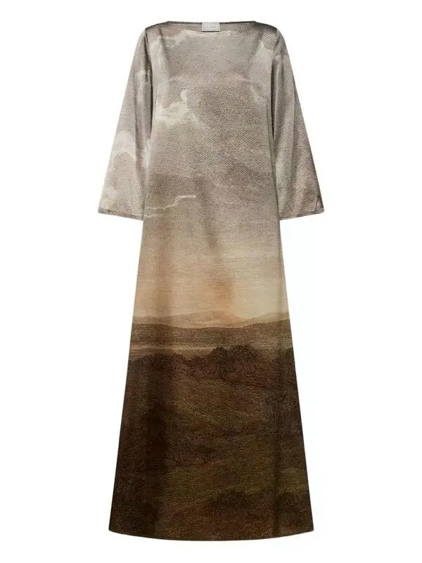 PIERRE-LOUIS MASCIA Abstract-pattern Maxi Dress - Neutrals
