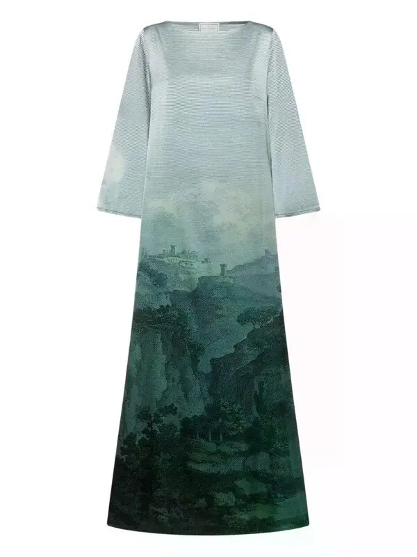 PIERRE-LOUIS MASCIA Abstract-print Maxi Dress - Green