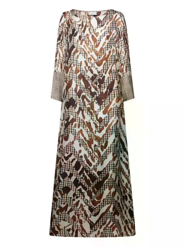 PIERRE-LOUIS MASCIA Houndstooth And Animal Print Maxi Dress