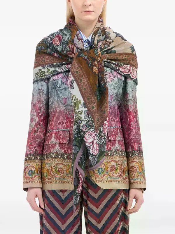 PIERRE-LOUIS MASCIA Floral-pattern Square Scarf - Black