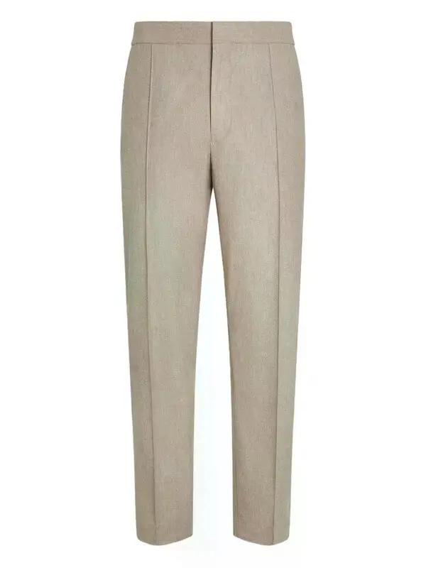 Zegna Elasticated-waist Wool Trousers - Neutrals