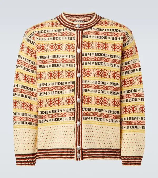 BODE Marzipan Jacquard Wool Cardigan - Multicoloured