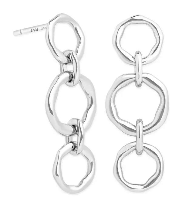 ASTRID & MIYU Rhodium-plated Molten Hoop Drop Earrings