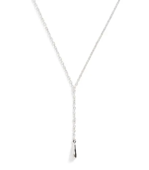 ASTRID & MIYU Sterling Molten Charm Lariat Necklace - Silver