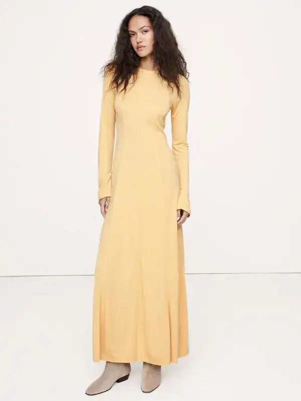 knee length dresses for ladies Sculpted Stripe Maxi Dress – Banana Republic main image 1