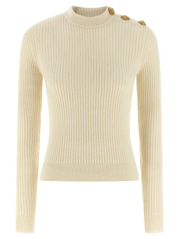 Balmain Ribbed Cashmere And Virgin Wool Sweater - White