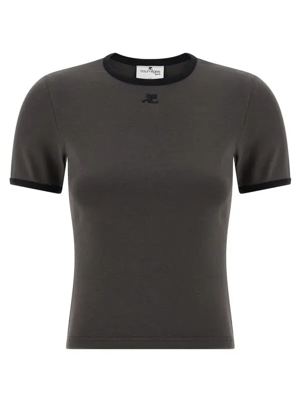 COURREGES Signature Contrast T-shirt - Gray