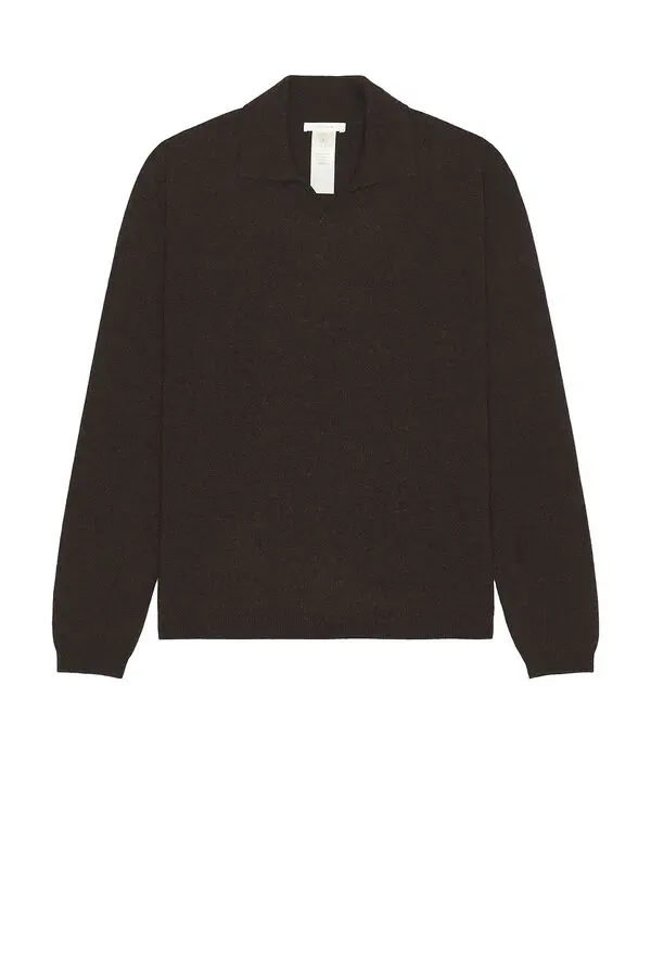 THE ROW Franz Polo Sweater - Brown Melange