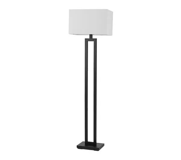 GLOBE ELECTRIC 58' Matte Black Floor Lamp White Linen Shade
