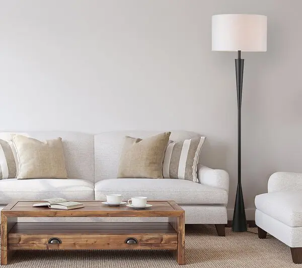 GLOBE ELECTRIC Novogratz 70' Matte Floor Lamp W Ith White Shade