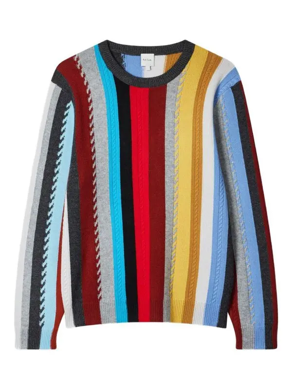Paul Smith Striped Cable Knit Wool Sweater - Multicolour