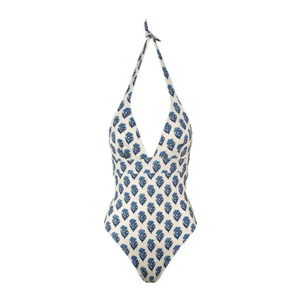 MC2 SAINT BARTH Marylin Jaipur Floral Print One-piece Swimsuit - White, Blue